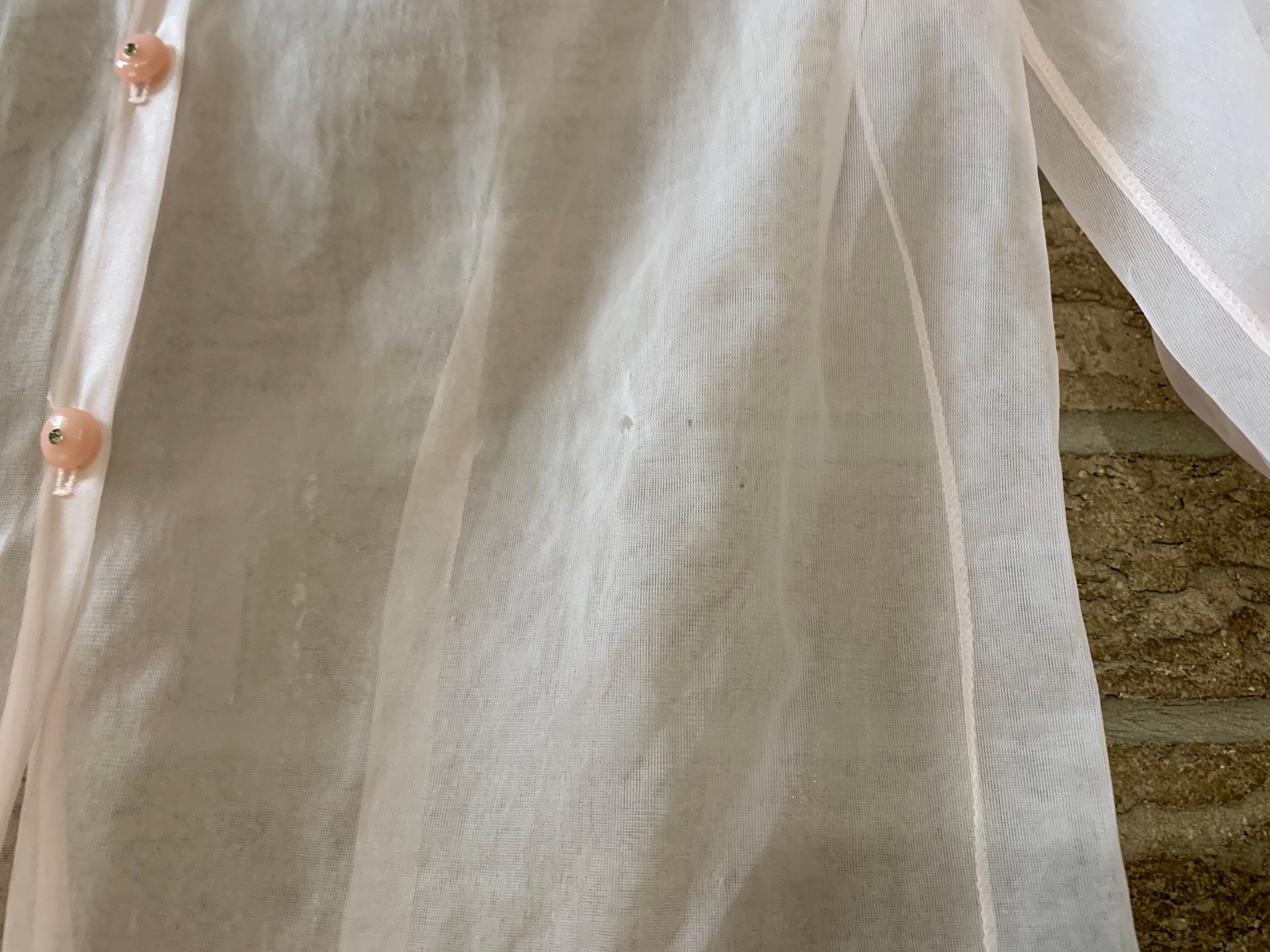 1930s Rare Luxe Sheer Blouse, Modified Pan Collar/ Crystalline Bakelite ...