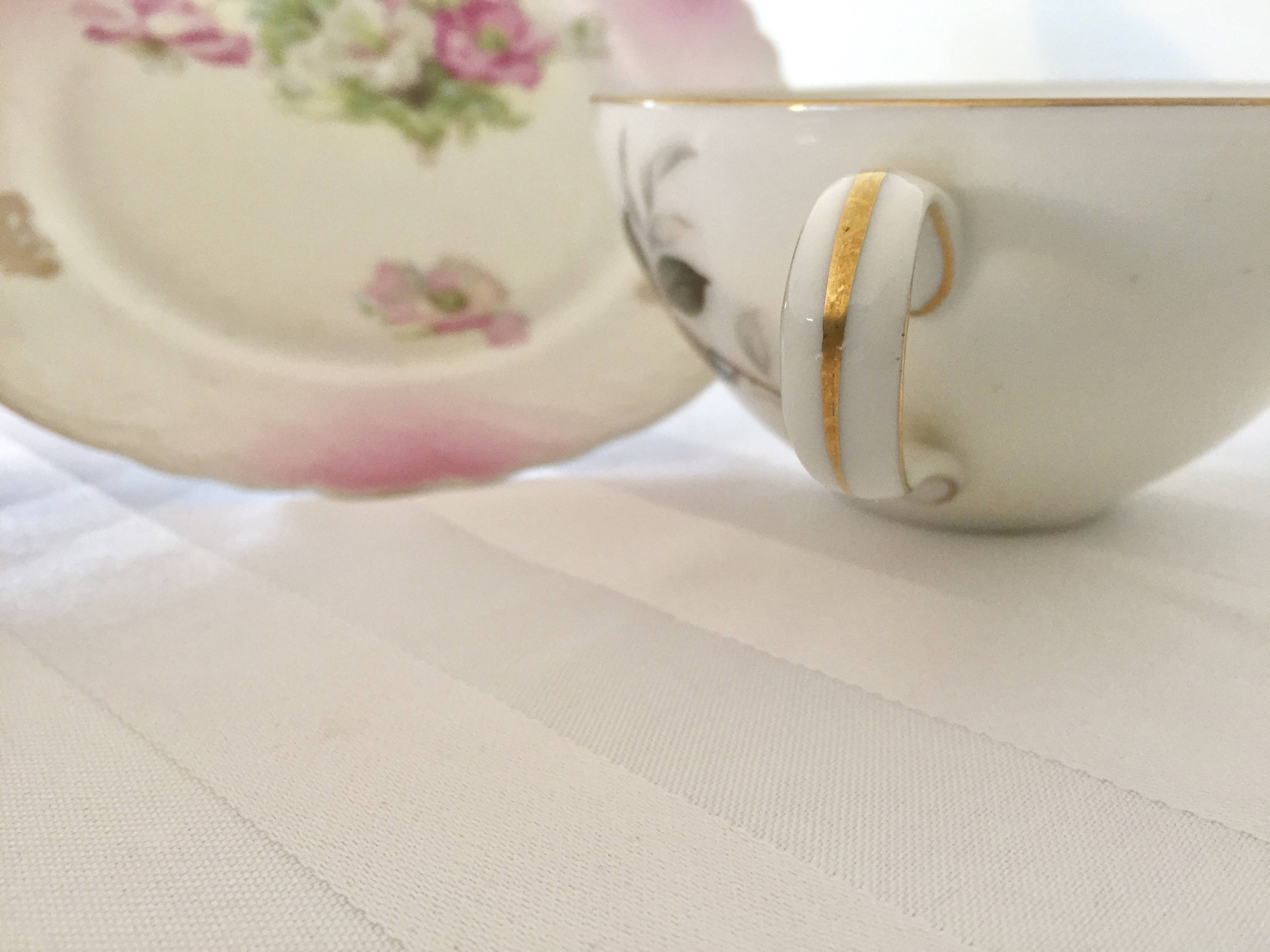 50s Picardy, Japan China Tea Cup/ Gold Rim and Handle Edge/ Hand ...