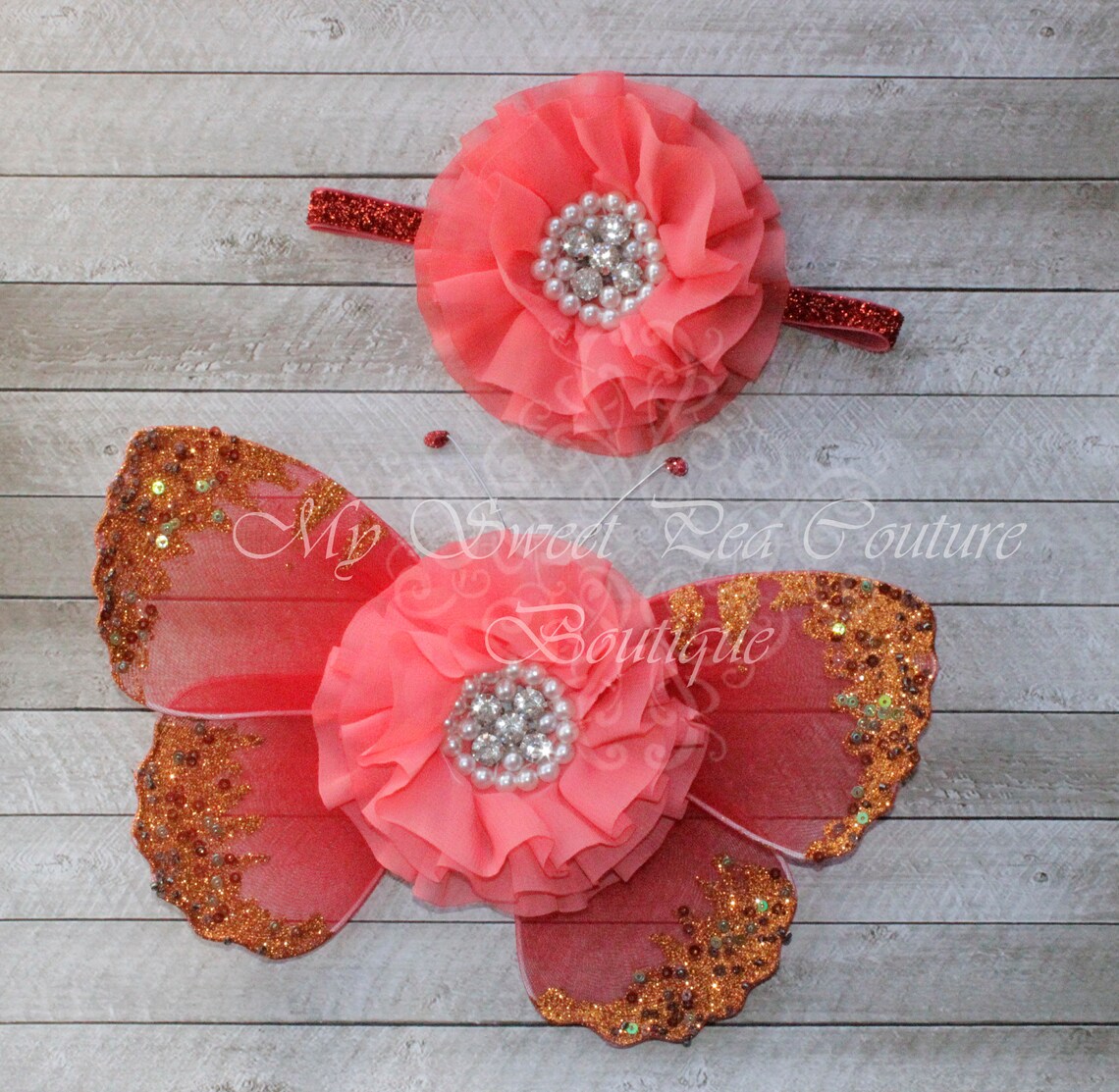 Summer Sunset Red Baby Wing & Headband Set Baby Butterfly Wings Red ...