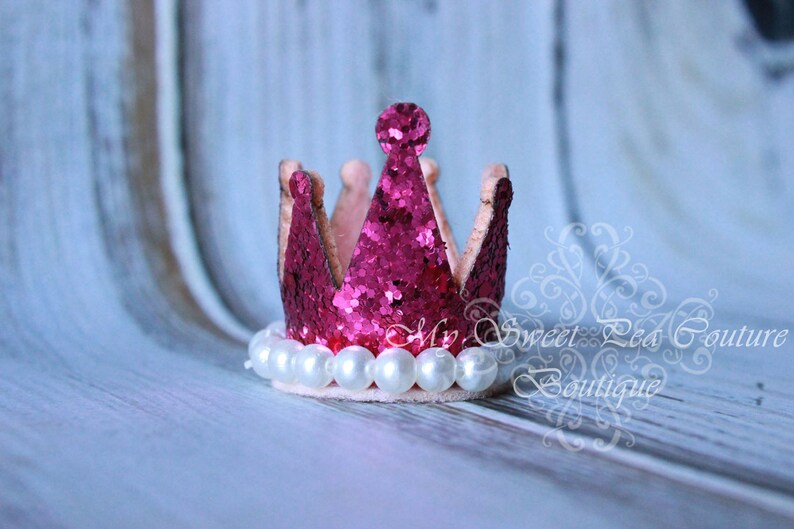 Shades of Pink Sequin & Pearl Crown Mini Tiara Mini Crown | Etsy