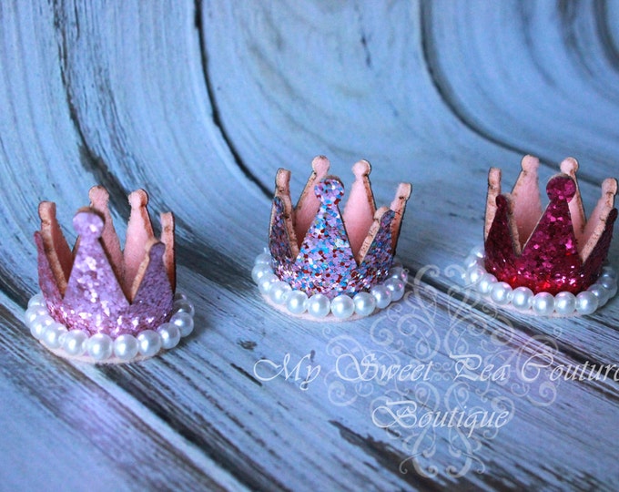 Shades of Pink Sequin & Pearl Crown Mini Tiara Mini Crown Baby Crown ...