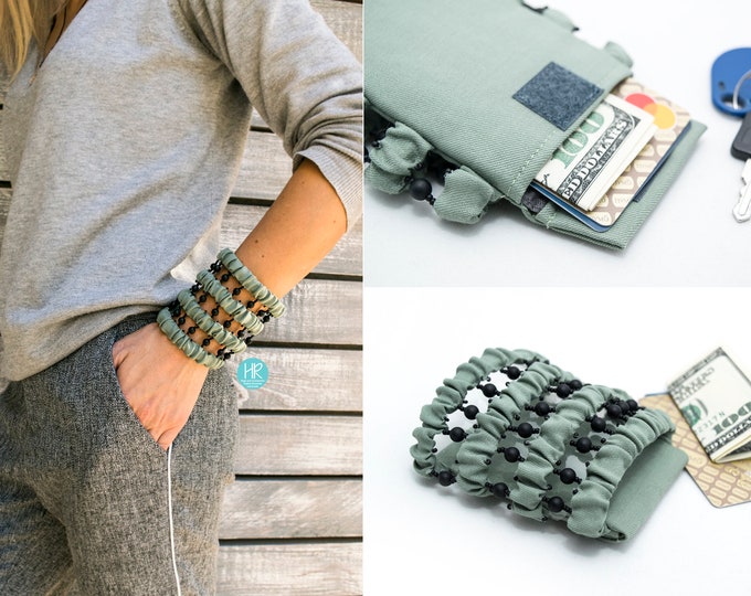 Hidden Wallet Travel Wrist Wallet Black Wide Bracelet Purse Womens ...