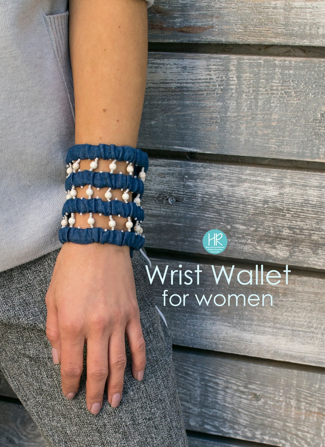 Women Wrist Wallet . Denim Wristlet Wallet Travel . Bracelet Purse ...