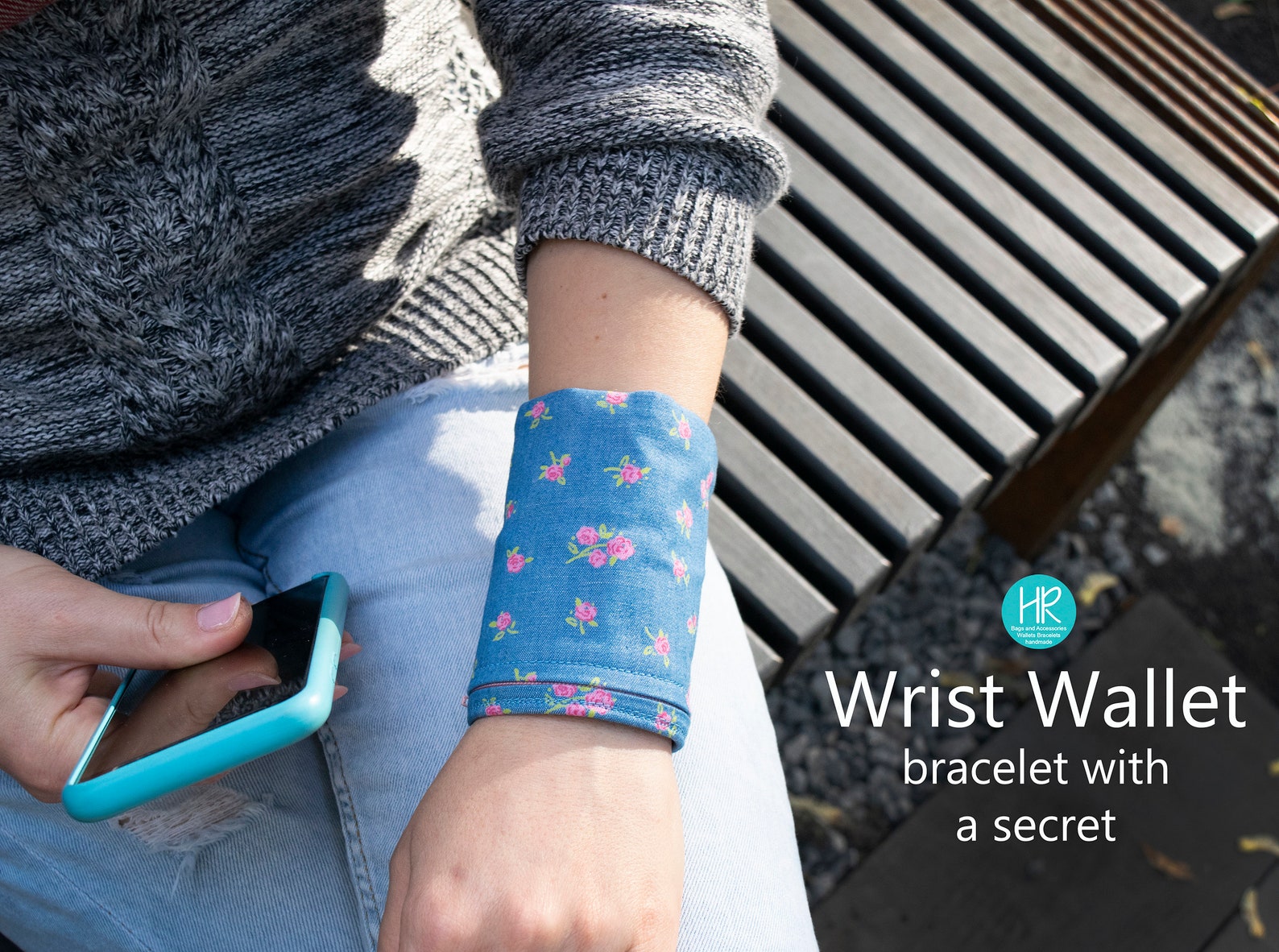 Hidden Wallet Slim Wallet Travel Wrist Wallet Denim Wristlet | Etsy