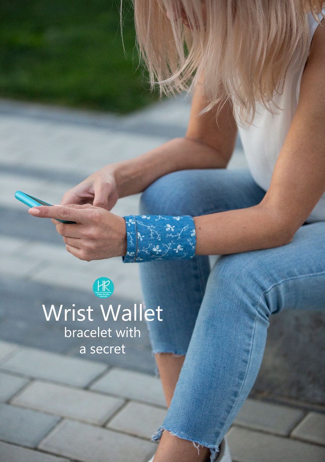 Hidden Wallet Travel Wrist Wallet Blue Wristlet Wallet Bracelet Denim ...