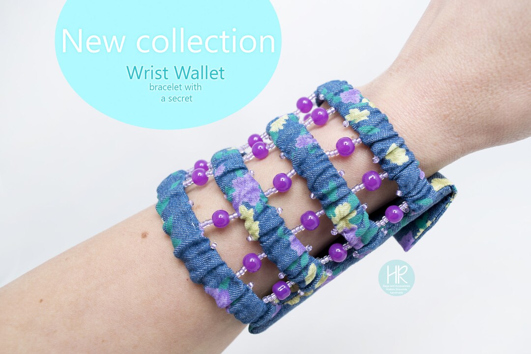 Womens Wrist Wallet . Travel Wrist Wallet for Women . Wide Bracelet ...