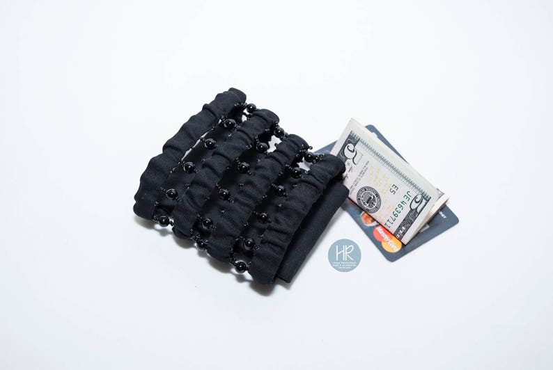 Hidden Wallet Travel Wrist Wallet Black Wide Bracelet Purse Womens ...