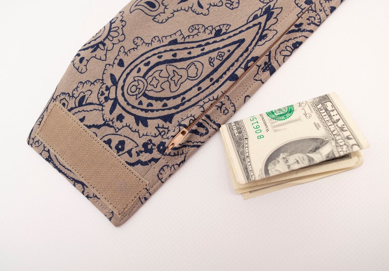 Hidden wallet Beige Wrist Wallet bracelet Travel wristlet | Etsy