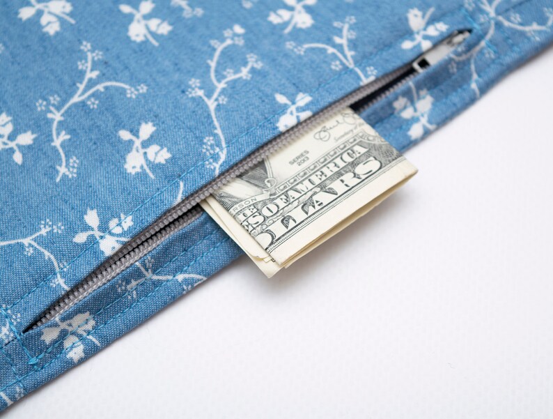 Hidden Wallet Travel Wrist Wallet Blue Wristlet Wallet - Etsy