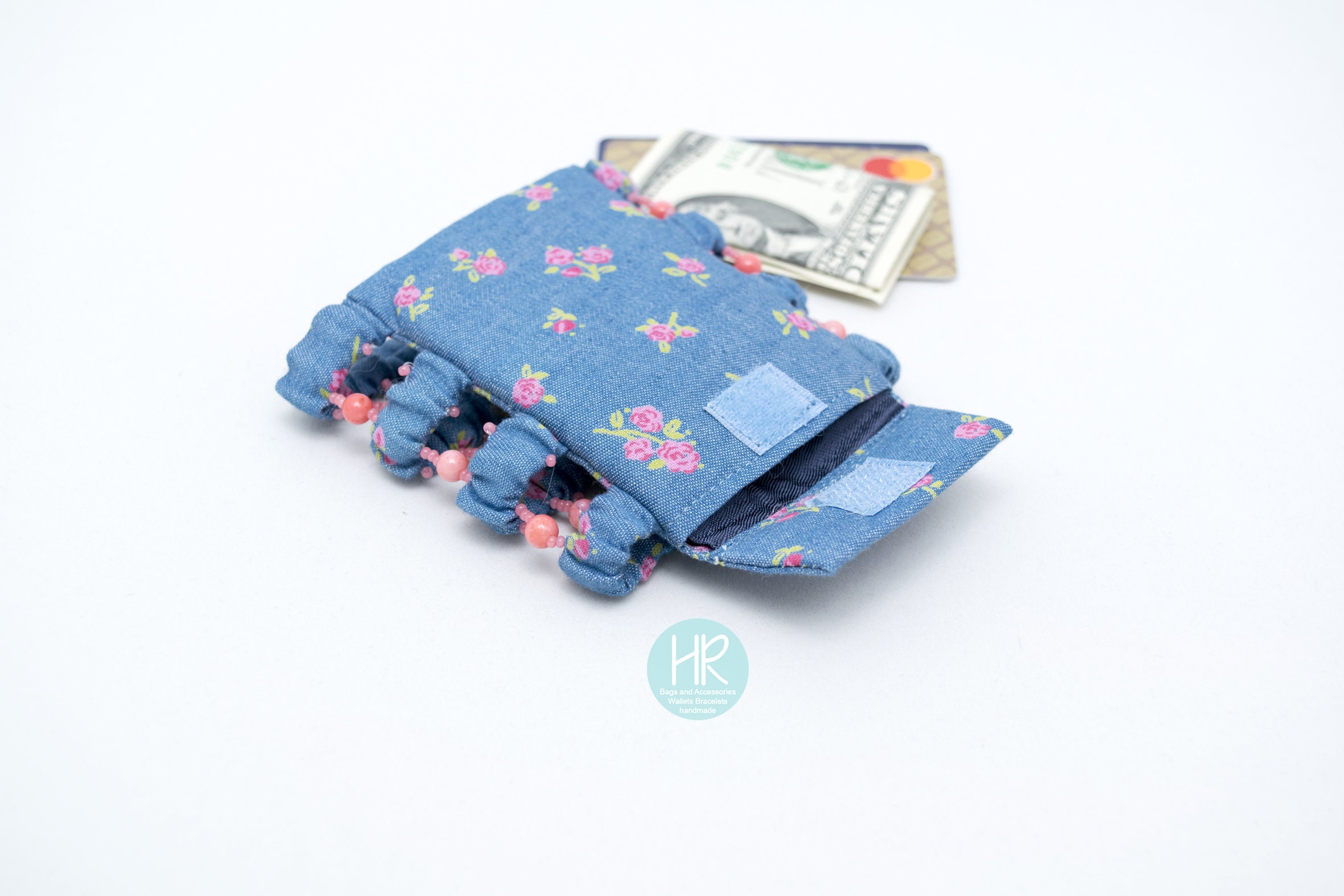 Hidden Wallet Blue Travel Wristlet Wallet Womens Wrist Wallet Cuff ...