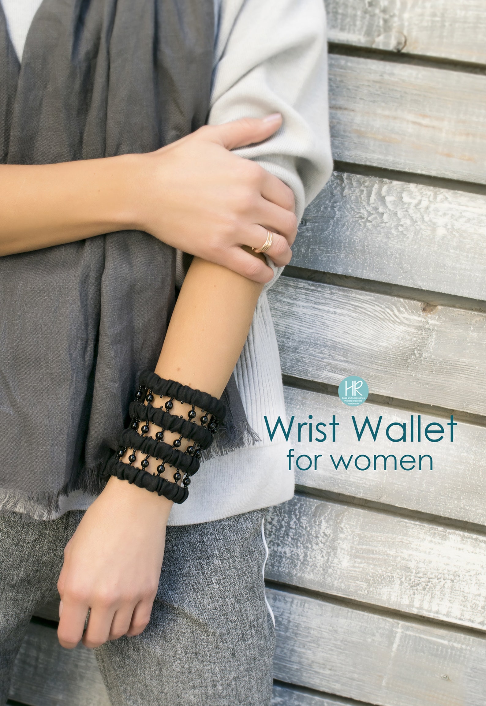 Hidden Wallet Travel Wrist Wallet Black Wide Bracelet Purse Womens ...