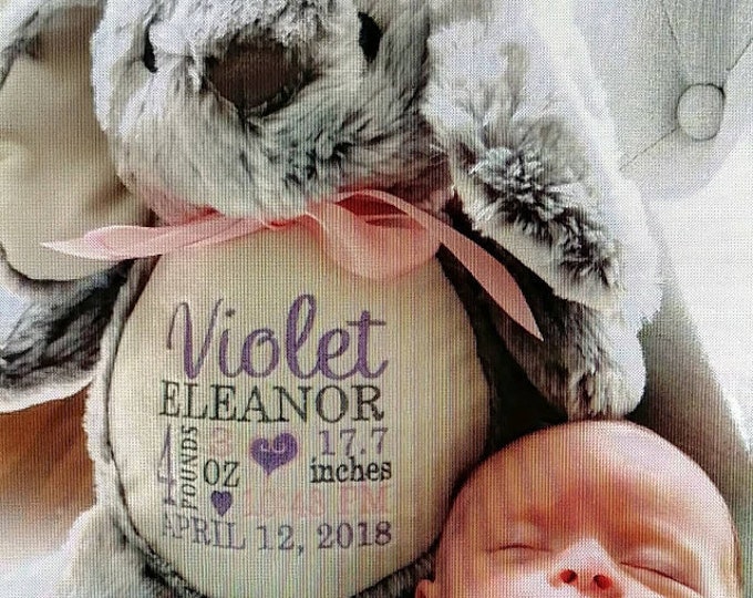 Personalized Baby Gift, Bunny, Stuffed Animal Keepsake With Machine ...