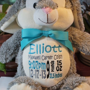 Personalized Baby Gift, "baby Cubbies" Munchkin Pie the Rabbit, Birth ...