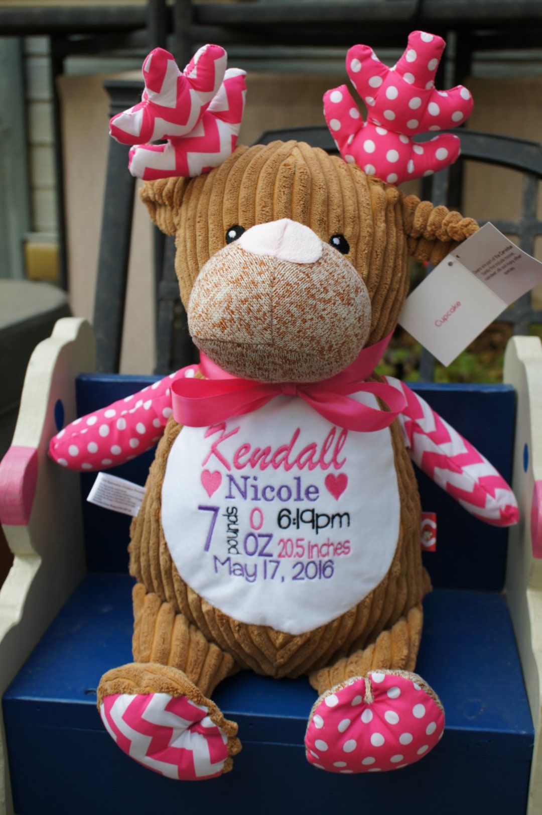 Personalized Baby Gift, "baby Cubbies", Harlequin Pink Deer, Birth ...