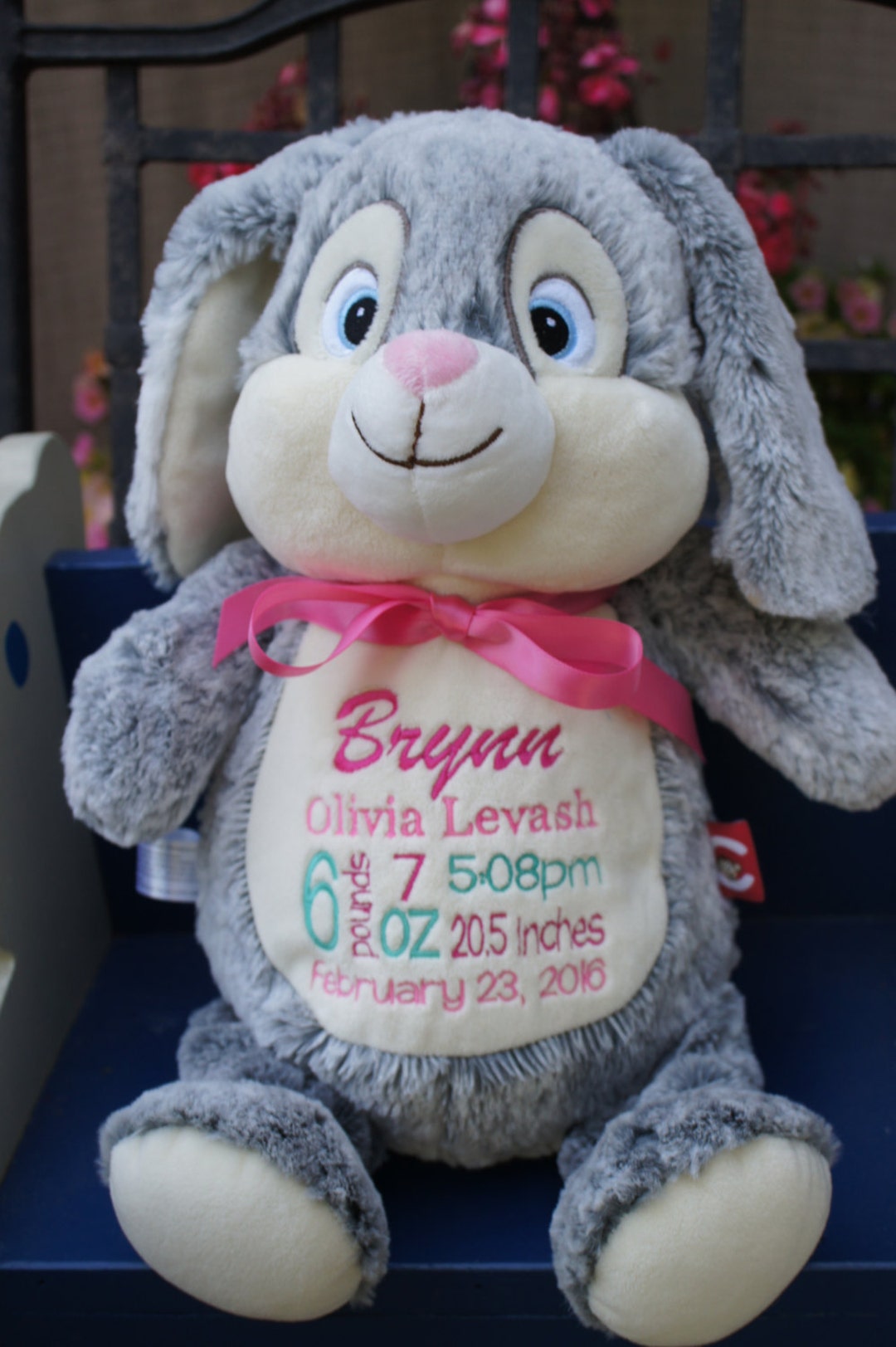 Personalized Baby Gift, "baby Cubbies" Munchkin Pie the Rabbit, Birth ...