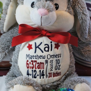 Personalized Baby Gift, "baby Cubbies" Munchkin Pie the Rabbit, Birth ...