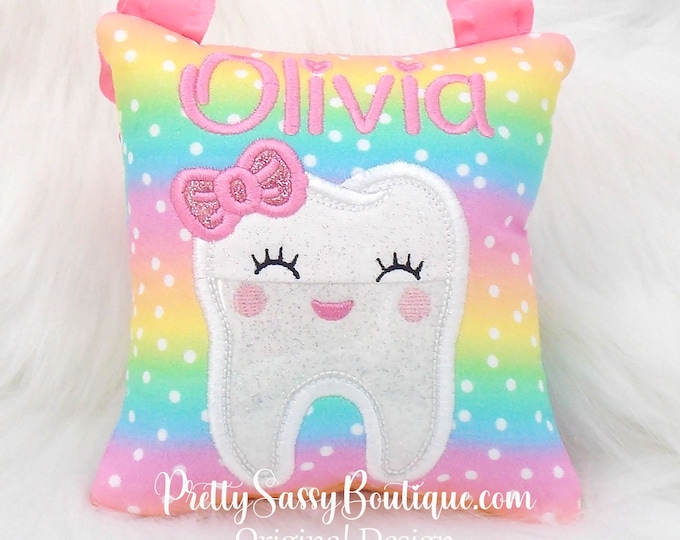 Rainbow Tooth Fairy Pillow, Personalized Tooth Fairy Pillow, Tooth ...