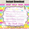 Tooth Fairy Chart Digital Tooth Fairy Chart Printable Tooth Fairy Chart ...