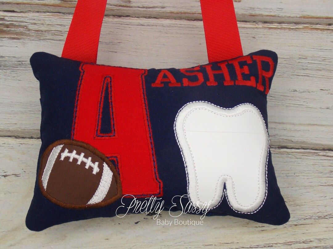 Football Tooth Fairy Pillow, Sports Personalized Tooth Pillow ...