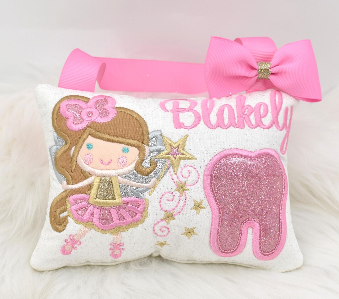Pink Tooth Fairy Pillow, Tooth Fairy Pillow, Girls Tooth Pillow, Girl ...