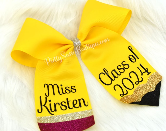 2023 Graduation Bow, Grad Bow, Teacher Graduation Bow, Pencil Hair Bow ...