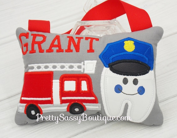 Fire Truck Police Officer Tooth Fairy Pillow Tooth Pillow | Etsy