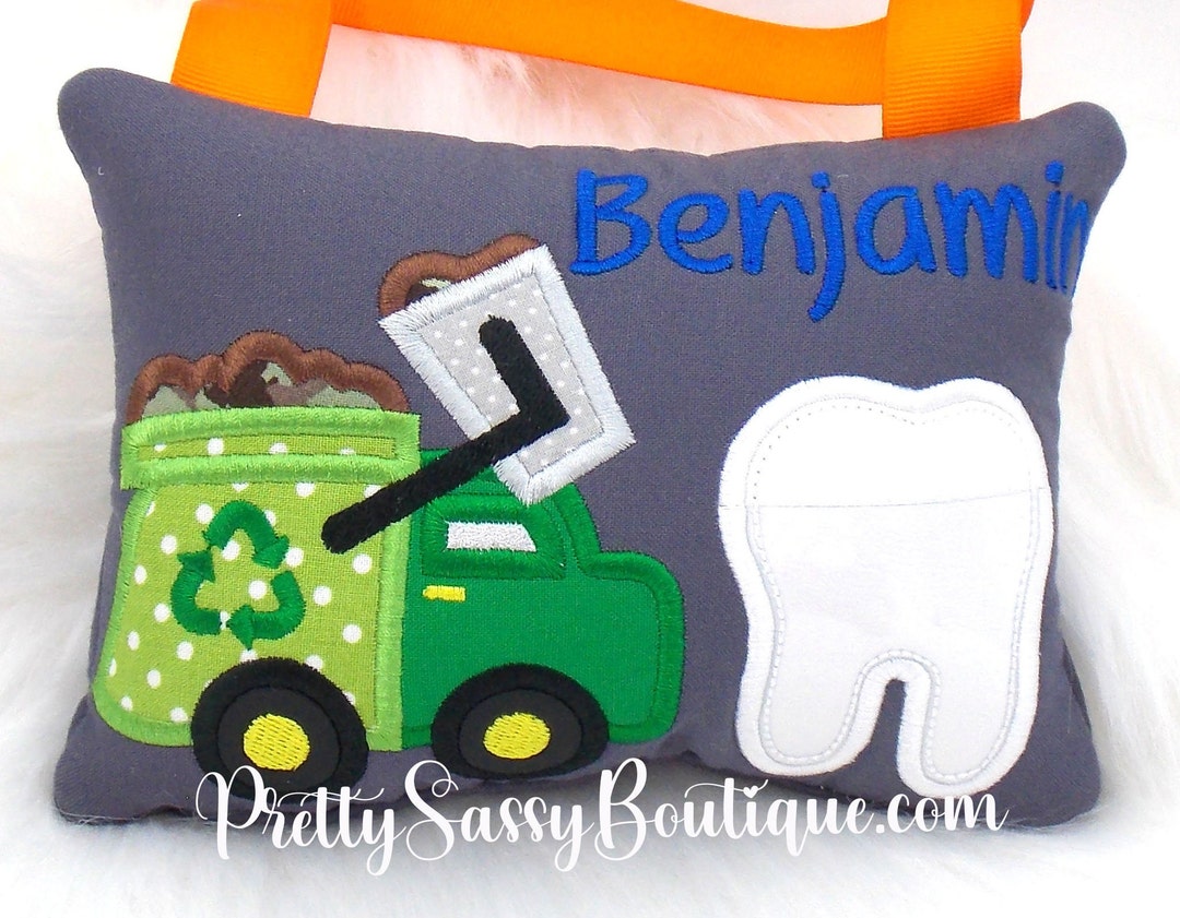 Recycle Truck Tooth Fairy Pillow, Trash Truck Tooth Pillow ...