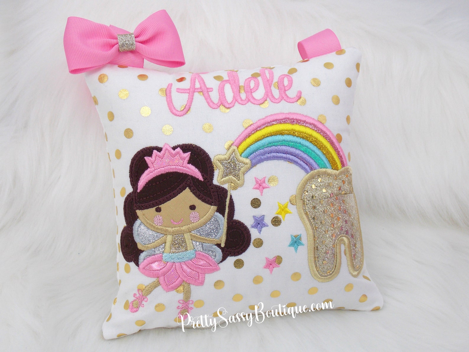 Gold Tooth Fairy Pillow Girls Tooth Fairy Pillow Tooth | Etsy