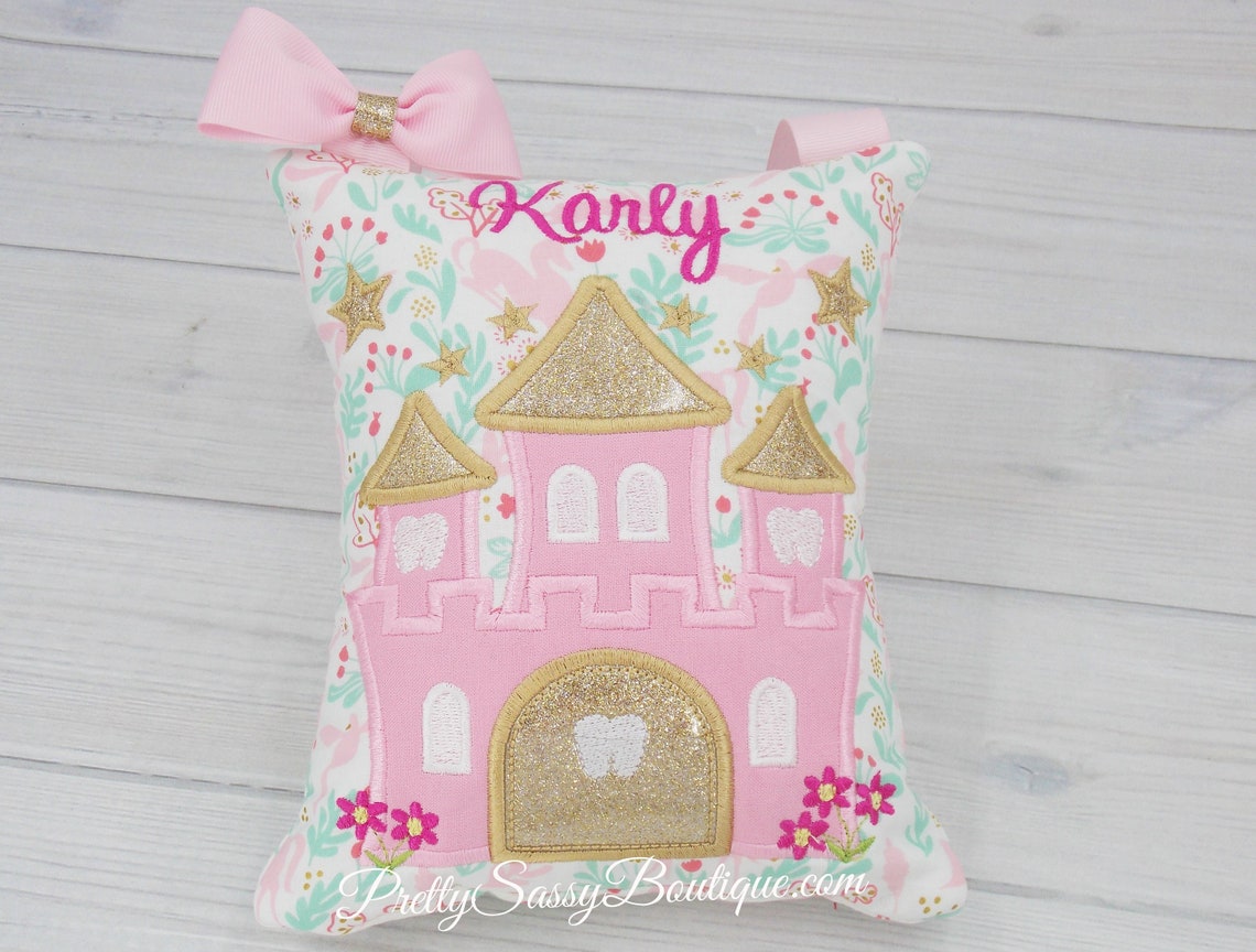 Pink Tooth Fairy House, Personalized Tooth Fairy Pillow, Tooth Pillow ...