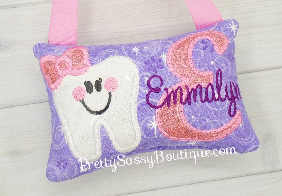 Tooth Fairy Pillow, Girls Tooth Fairy Pillow, Purple Personalized Tooth ...