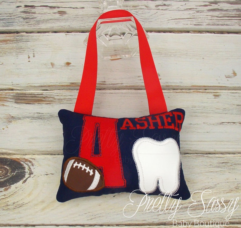 Football Tooth Fairy Pillow, Sports Personalized Boy Tooth Fairy Pillow ...