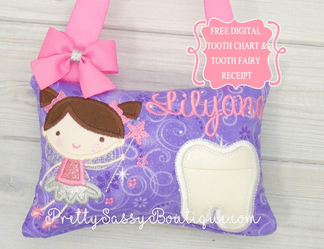 Pink Purple Tooth Fairy Pillow Girl, Girls Tooth Fairy Pillow ...