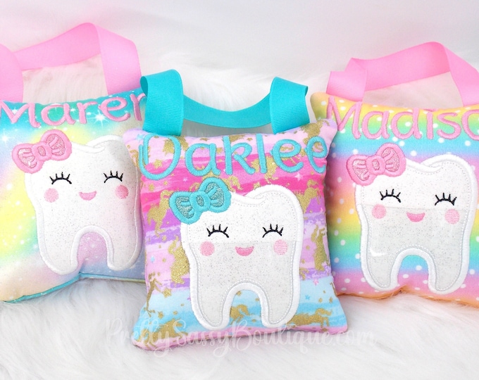 Rainbow Tooth Fairy Pillow, Personalized Tooth Fairy Pillow, Tooth ...
