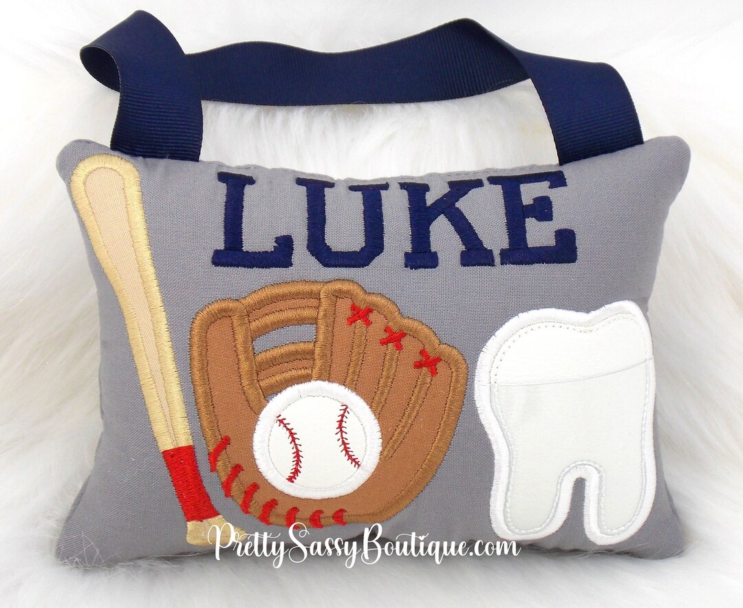 Tooth Fairy Pillow Boy Baseball Personalized Tooth Pillow - Etsy