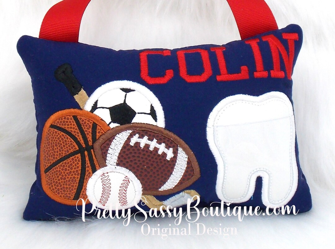 Baseball Sports Tooth Fairy Pillow, Boy Sports Tooth Fairy Pillow ...