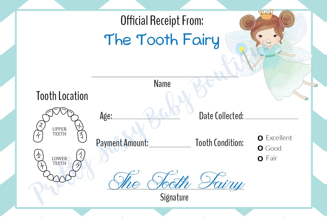 Tooth Fairy Receipt Digital Tooth Fairy Letter Printable - Etsy