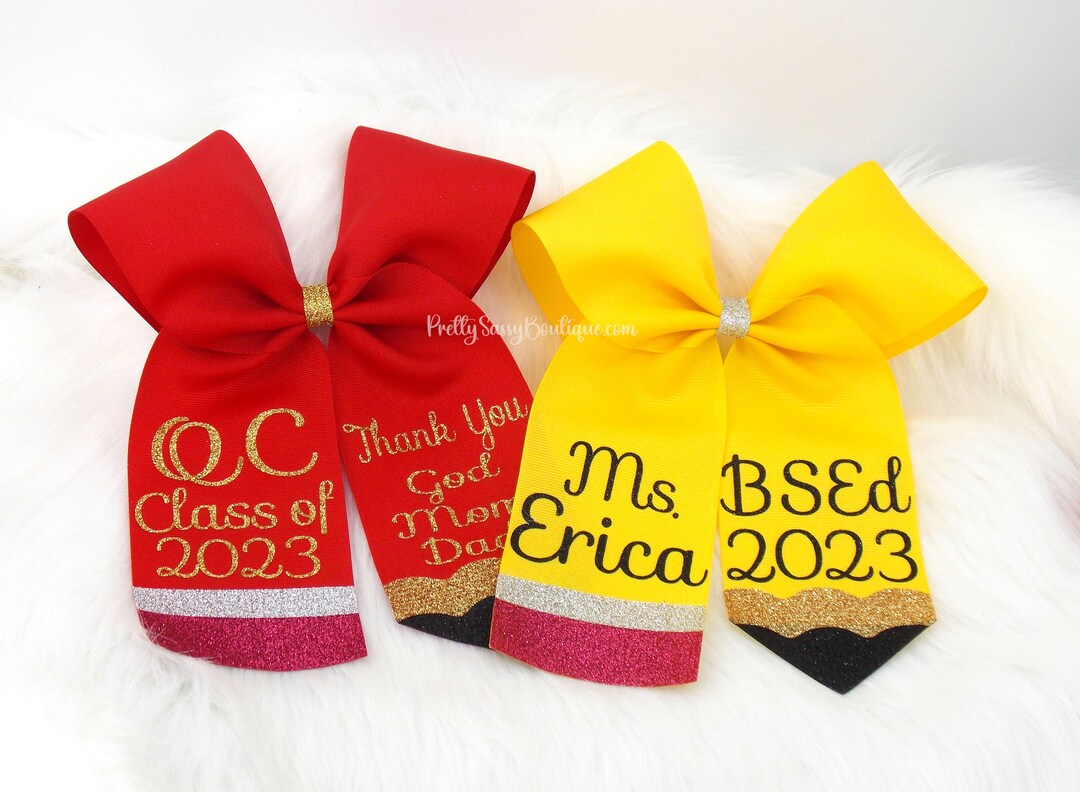 BIG Graduation Bow, Grad Bow, Teacher Graduation Bow, Pencil Hair Bow ...