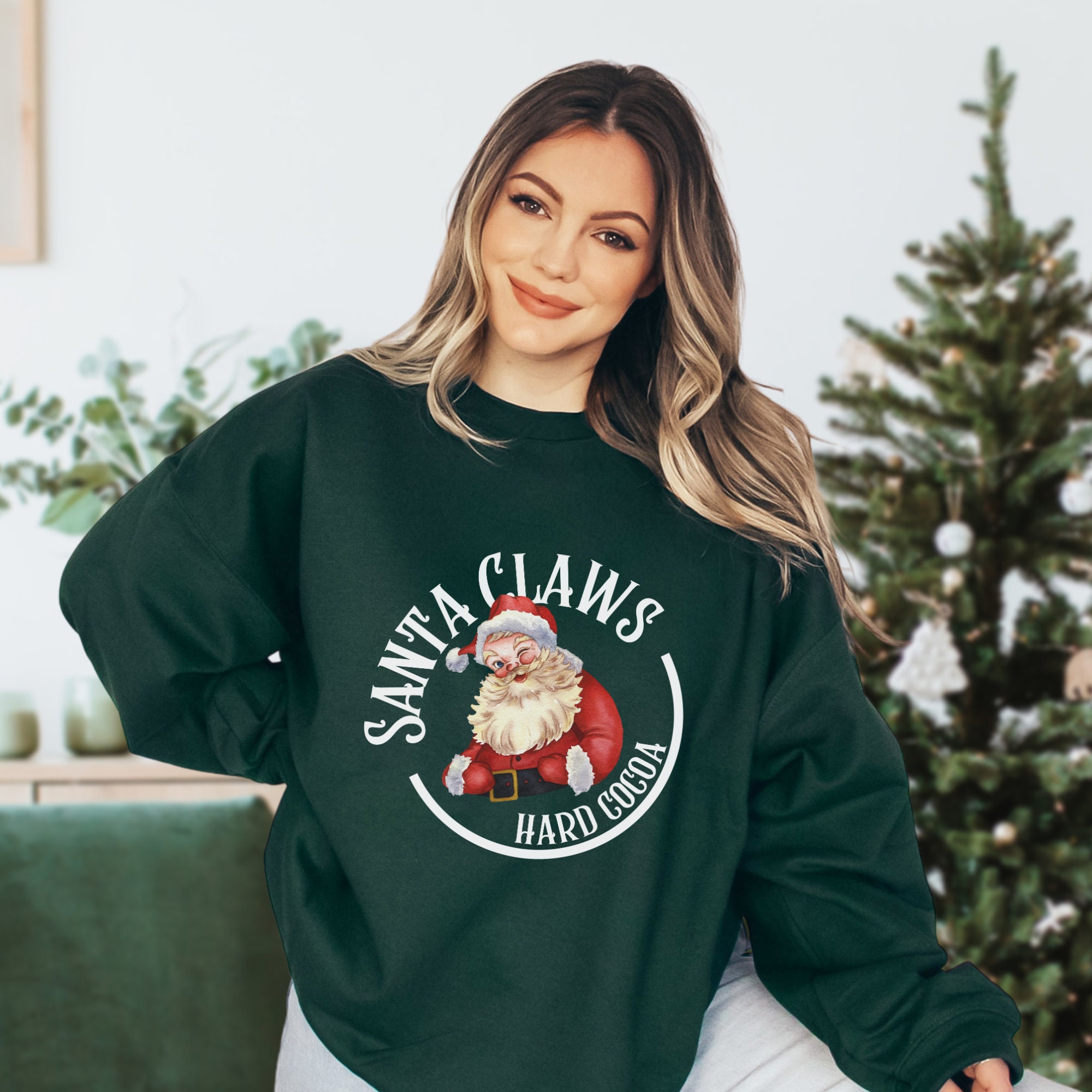 Oversized Santa Claws Hard Seltzer Gift Crewneck, Festive AF Cocoa ...