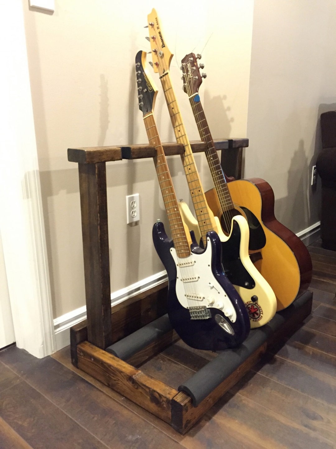 Leaning Wooden Guitar Rack - Guitar Case - Instrument Holder - Home ...