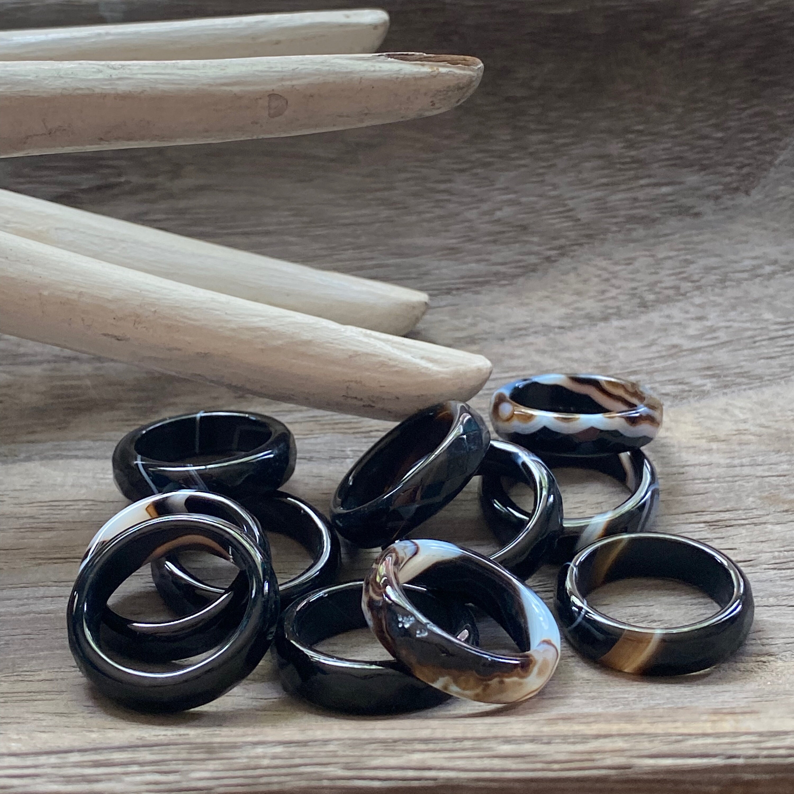 Solid Stone Band Banded Agate Ring Natural Stone Band Ring - Etsy