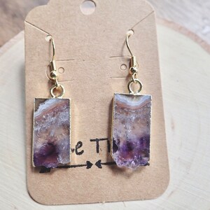 Amethyst Slice Earrings Silver,gold Purple Geode Earrings, Birthstone Jewelry Gift,raw Gemstone ...
