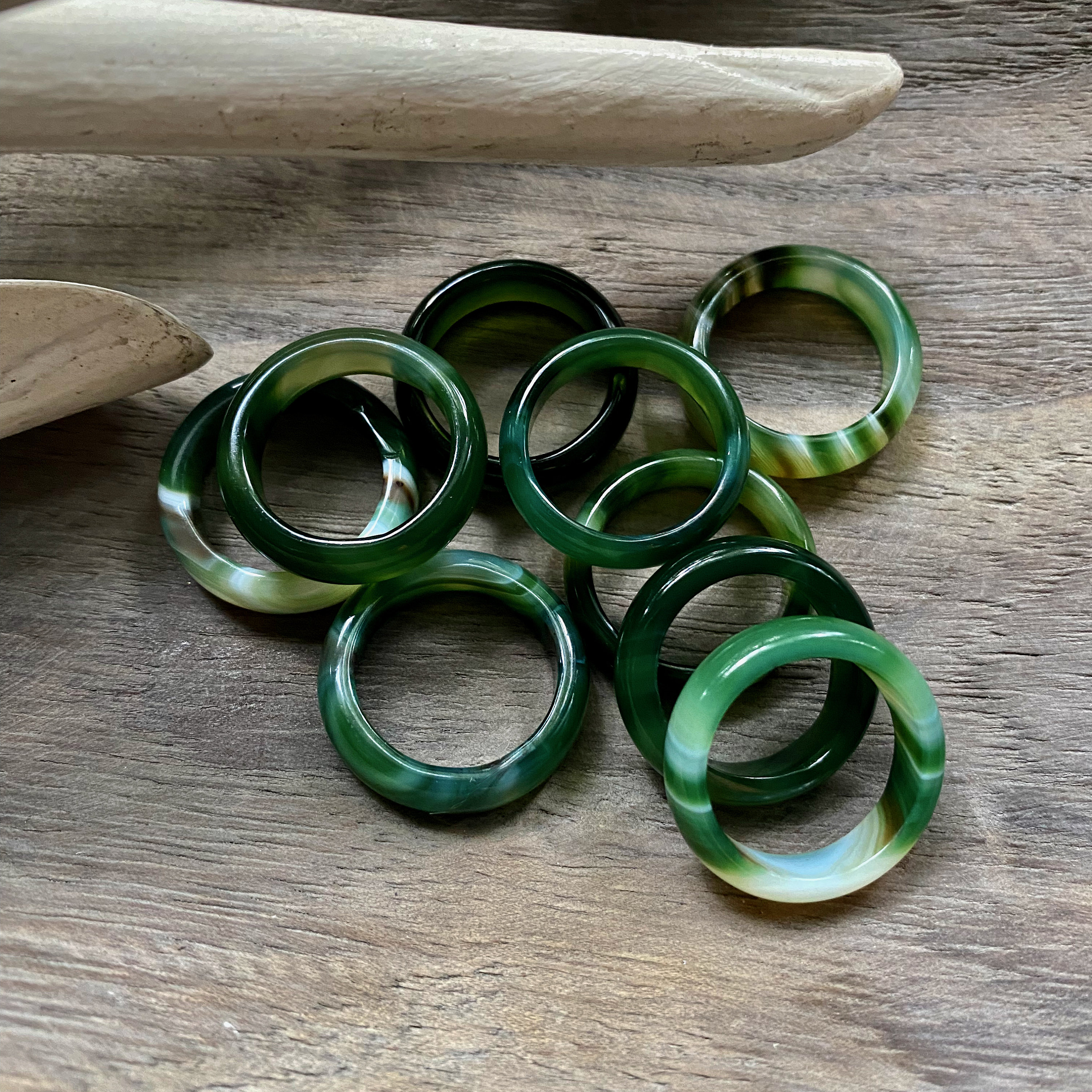 Green Banded Agate Ring Agate Stone Ring Carved Stone Ring - Etsy