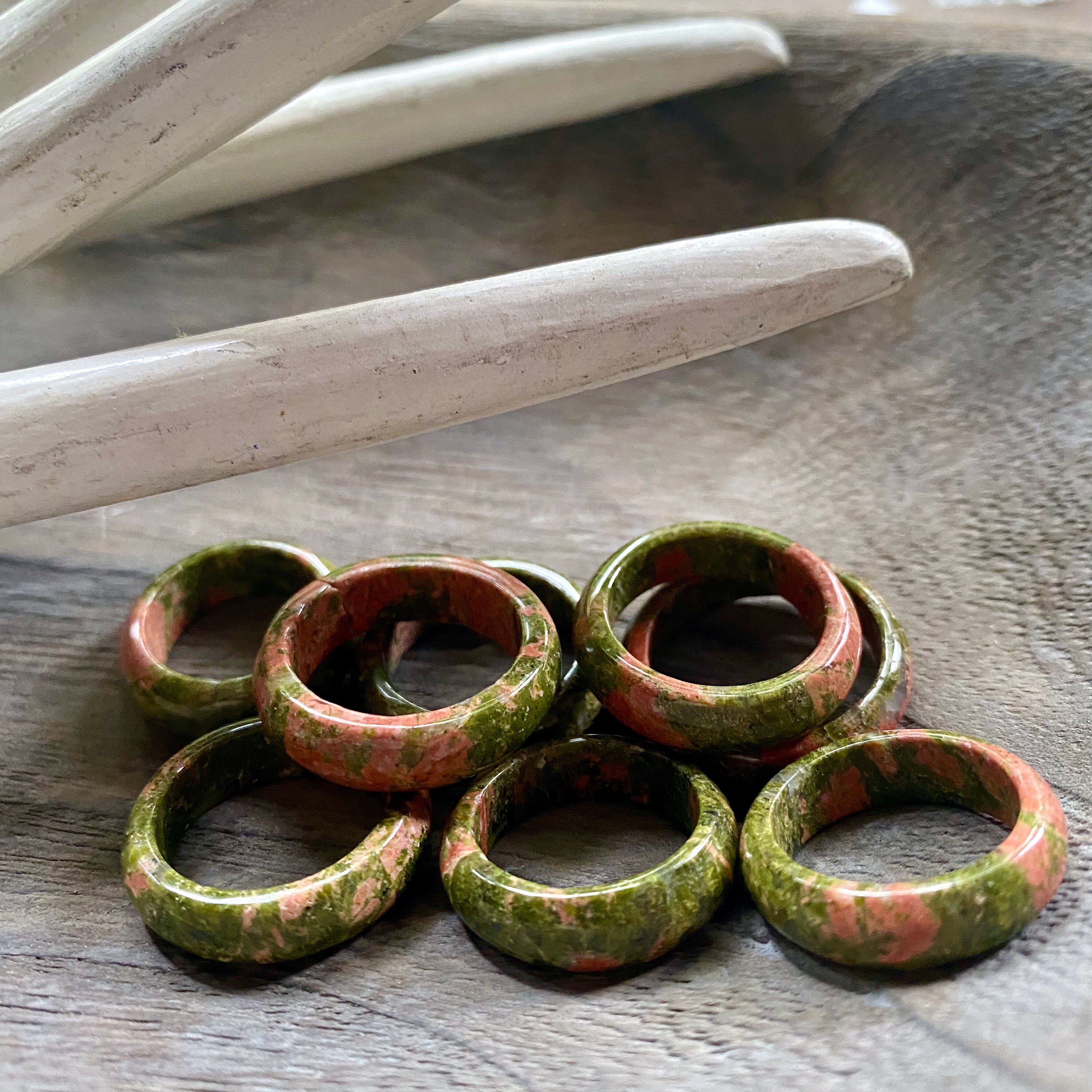 Unakite Solid Gemstone Ring, Stone Band Ring, Unakite Ring,carved Stone ...