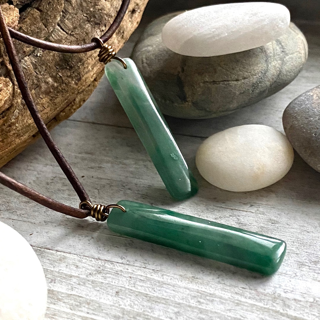Mens Jade Necklace, Leather Necklace for Men, Jade Pendant Necklace ...