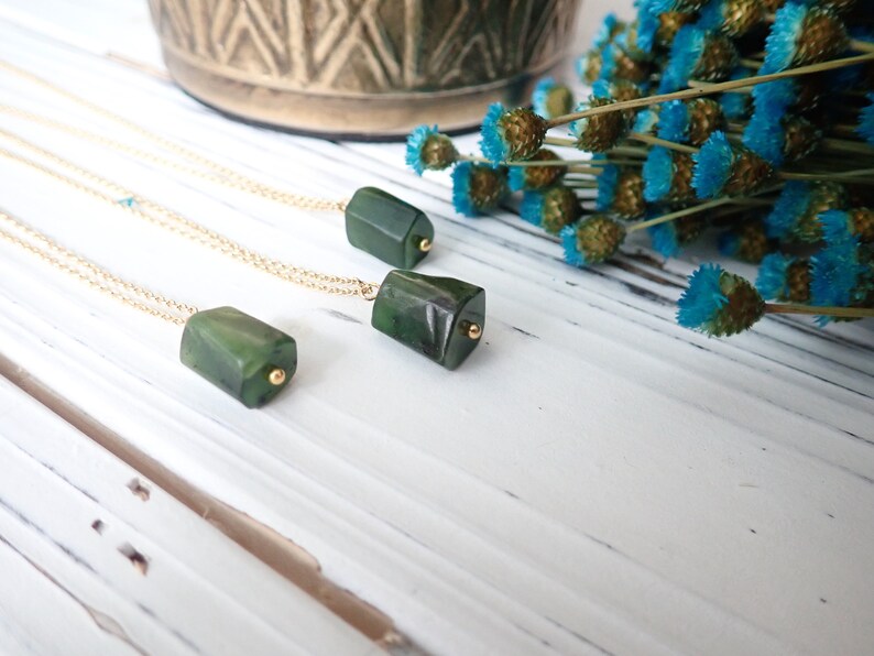 Dainty Genuine Jade Necklace, Gold Filled Stone Pendant Necklace,small ...
