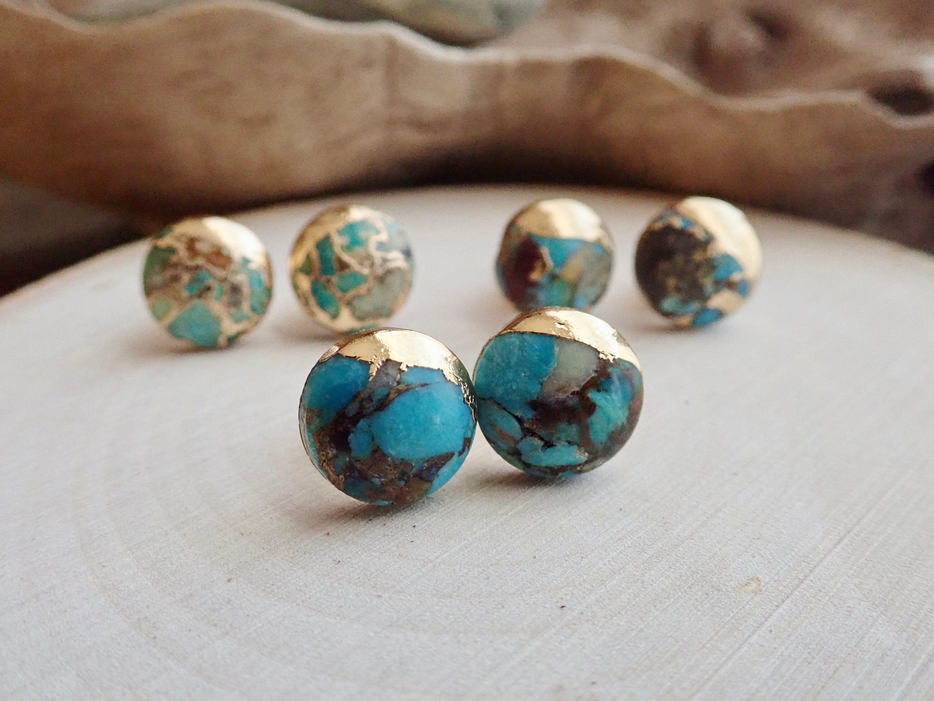 Turquoise Stud Earringsturquoise Earrings Goldbest Selling - Etsy UK