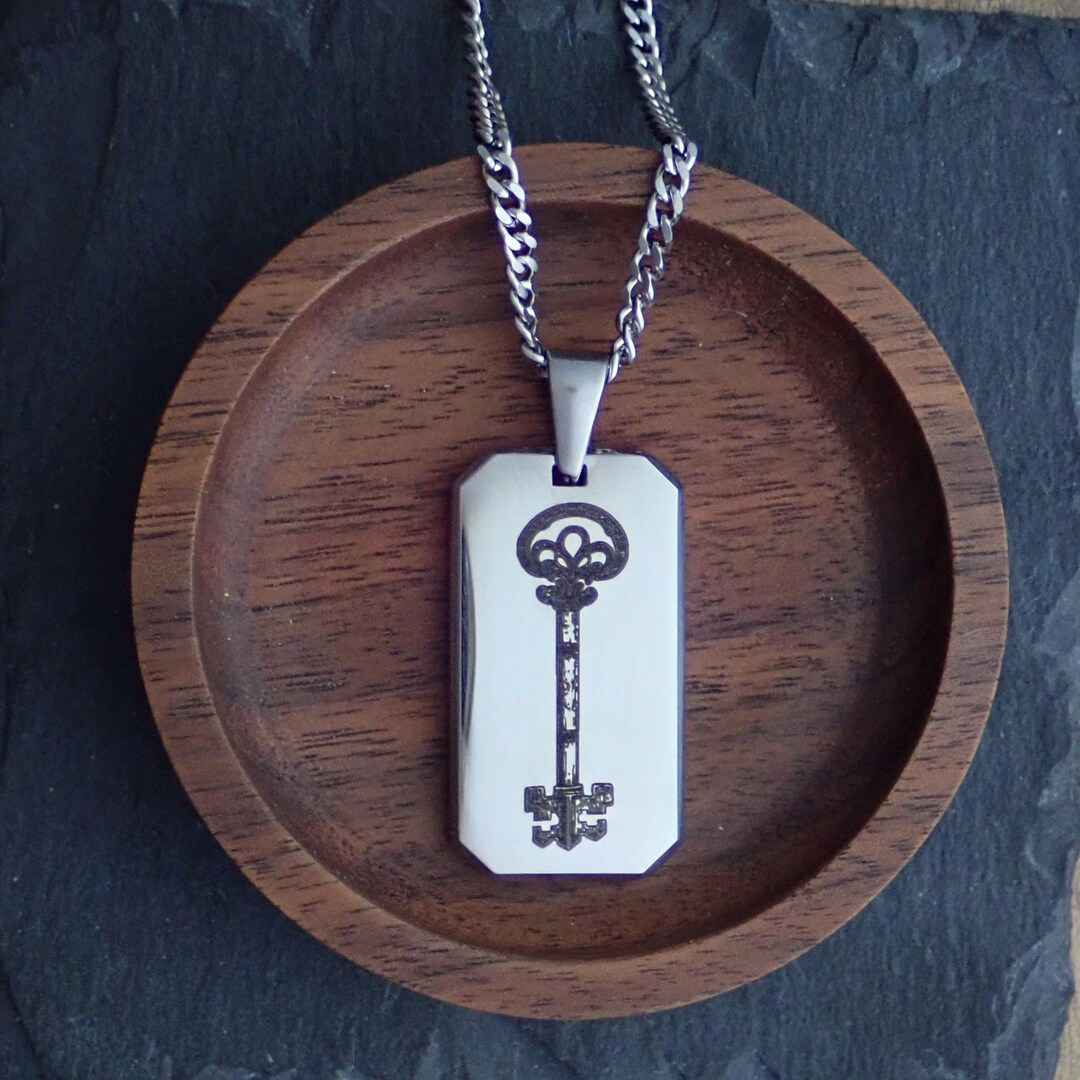 Mens Skeleton Key Necklace,stainless Steel Dog Tag Necklace, Gothic ...