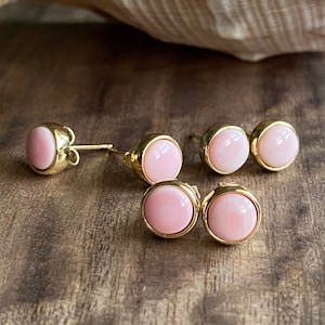 Pink Stud Earrings ,baby Pink Stud Earrings,pink Shell Earrings, Dainty Pink Earrings, Pink Gift ...