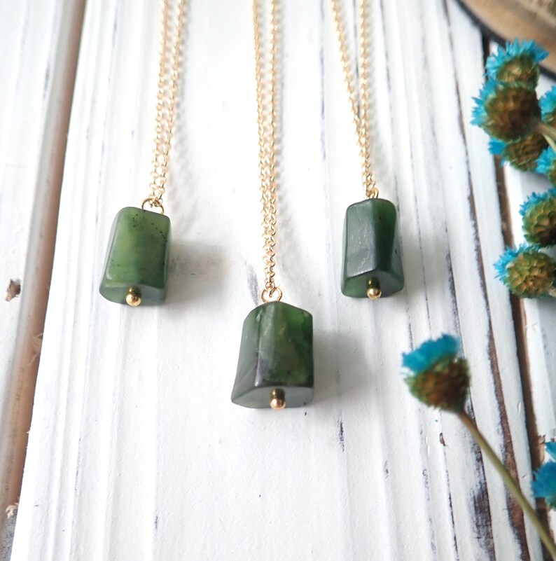 Dainty Genuine Jade Necklace, Gold Filled Stone Pendant Necklace,small ...