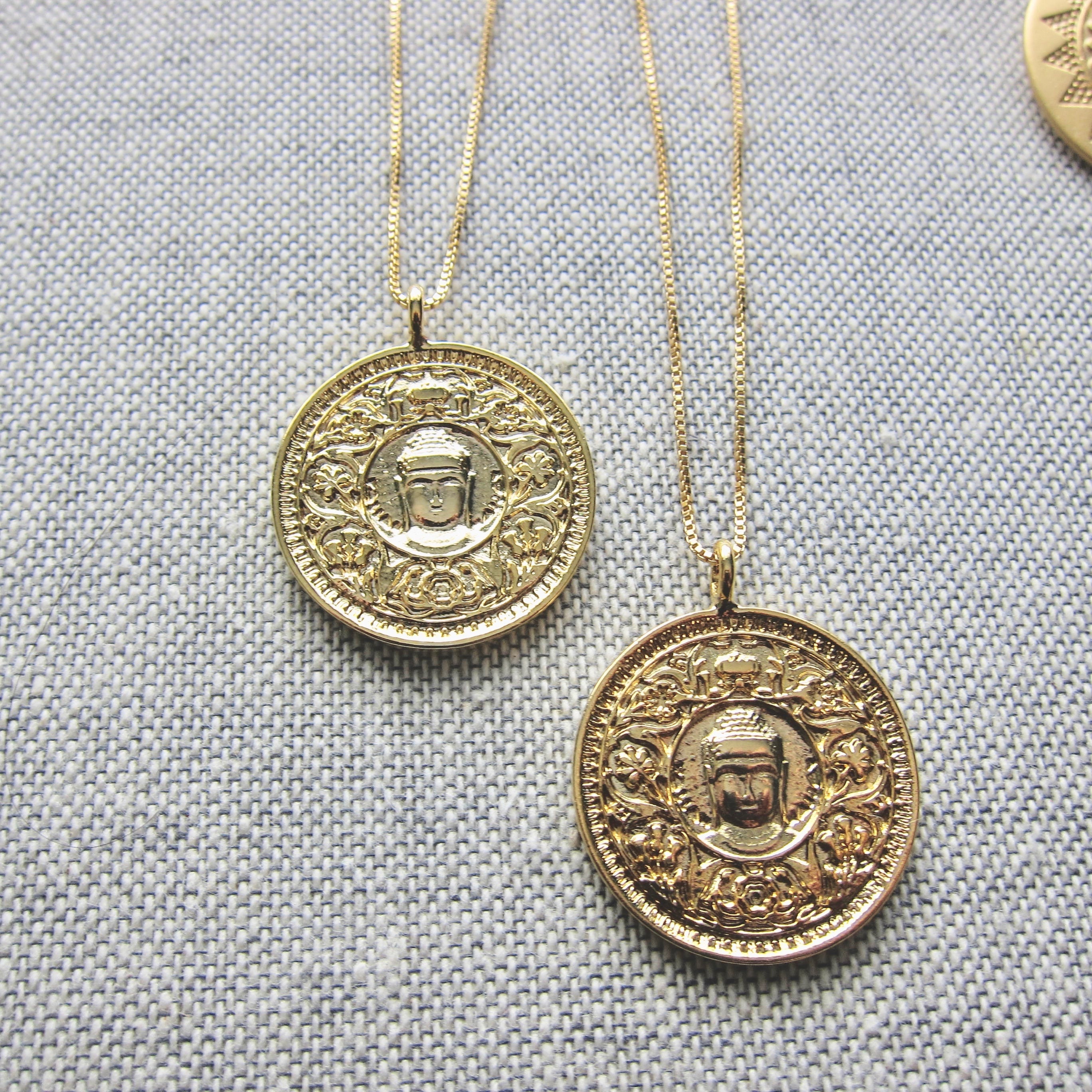 Gold Buddha Medallion Necklace,buddhist Gold Coin Necklace,buddhist ...